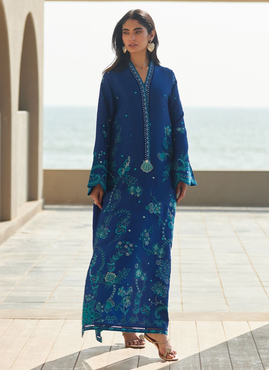 Farah Talib Aziz | Laani The Kaftan Edit | liri Ink Blue - House of Maryam