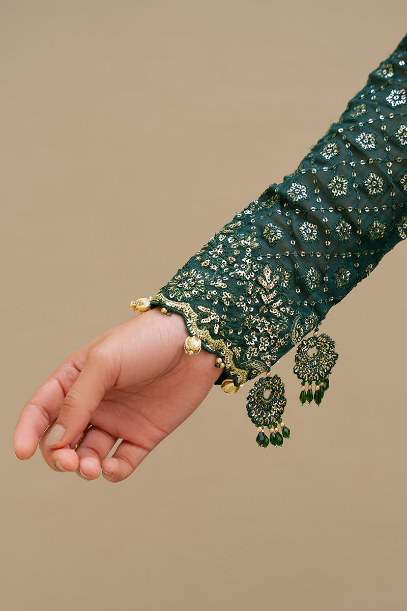 Cross Stitch | Wedding Pret | Green Spring-3PC Chiffon Embroidered Pret ...