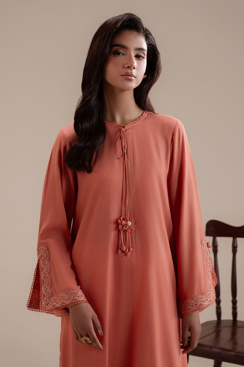 Cross Stitch | Basic Pret | Caramel Glow Dyed Lawn Shirt - House of Maryam